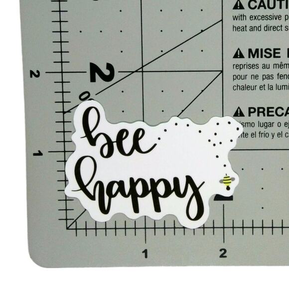 Unbranded | Design | Bee Happy Black White Cursive Script Inspirational ...